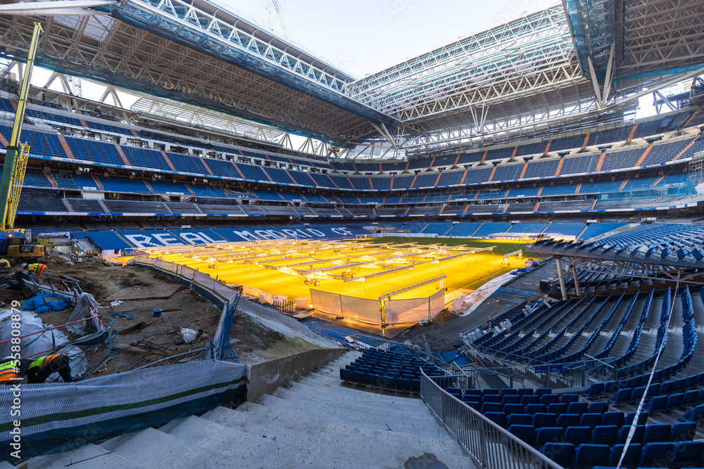 Madrid, Spain - January 04, 2023: Interior of the Santiago Bernabeu ...