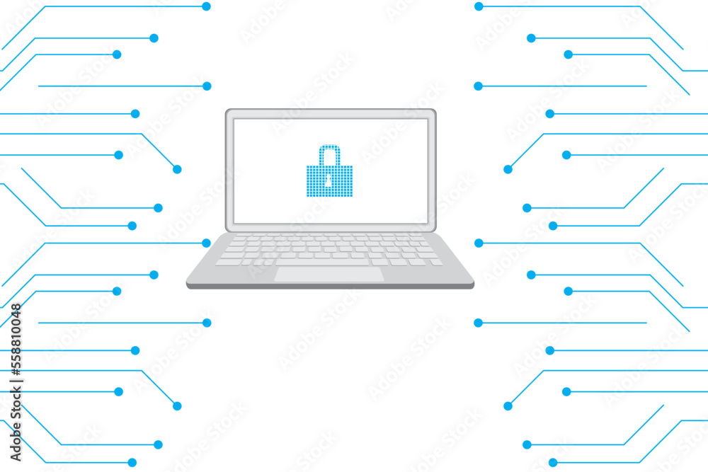 computer security by code number on circuit lines technology abstract ...