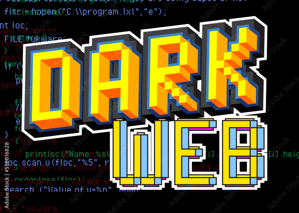 Dark Web. Pixelated word with geometric graphic background. Vector ...