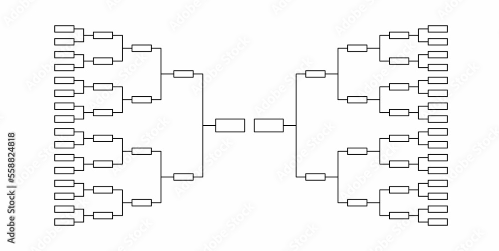blank 32 team tournament bracket isolated on white background Stock ...