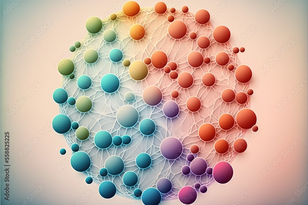 a group of colorful balls connected to each other on a white background ...