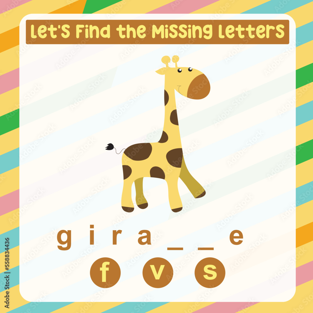Missing letter worksheet. Complete the letters for animal names in ...