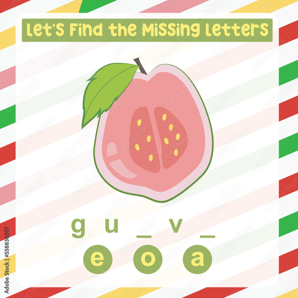 Vecteur Stock Find the missing letter worksheet for kids learning the ...