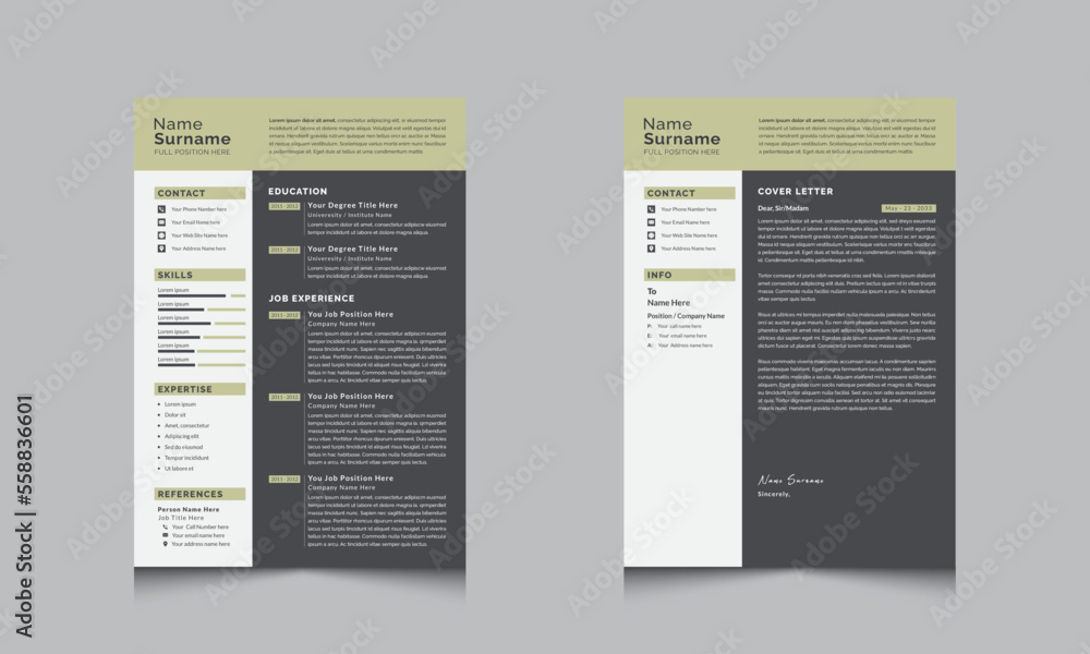 Vector Modern Resume Layout Kit Cv Templates Design Stock Vector ...