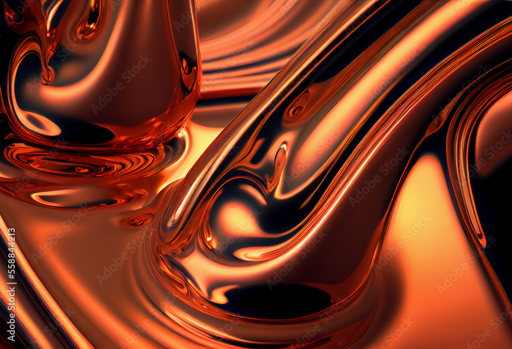 Liquid metal background. Generative Ai Art. Molten copper metal. Stock ...