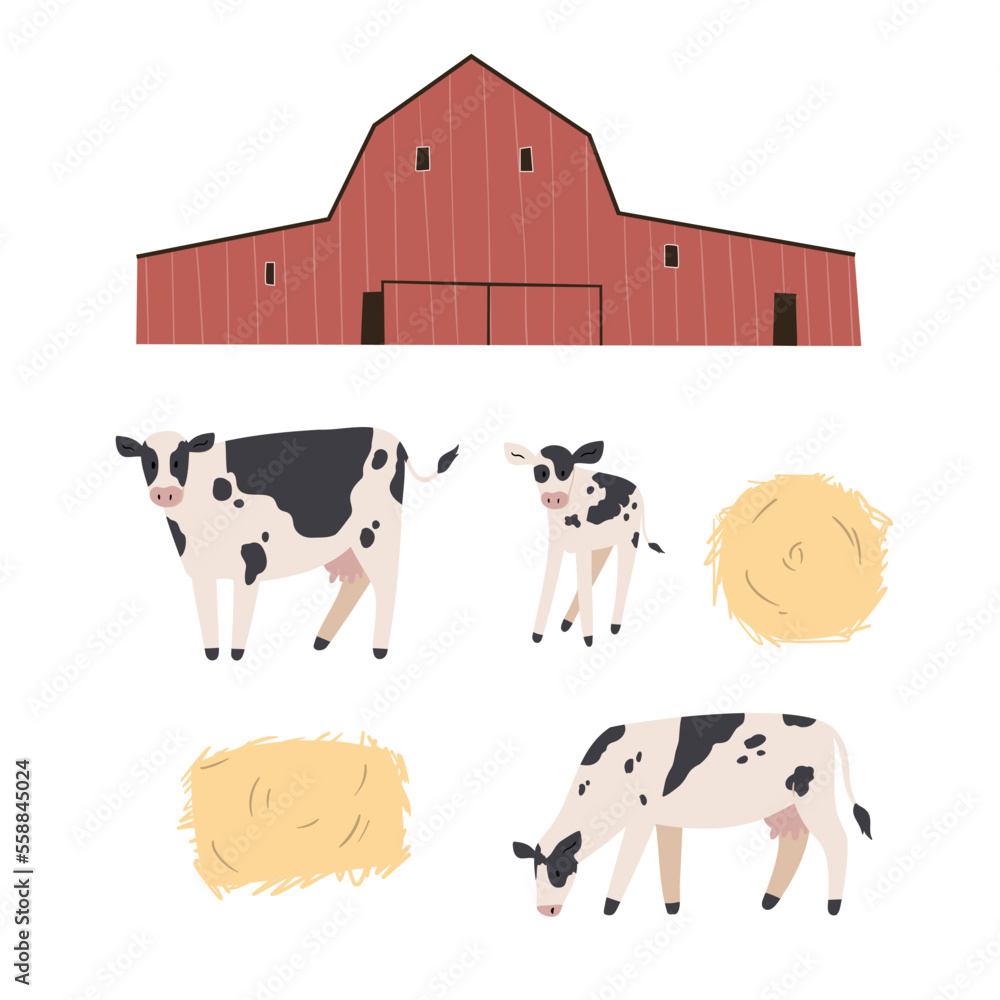 farm life illustration clipart, farm market, cottage scenery clip art ...