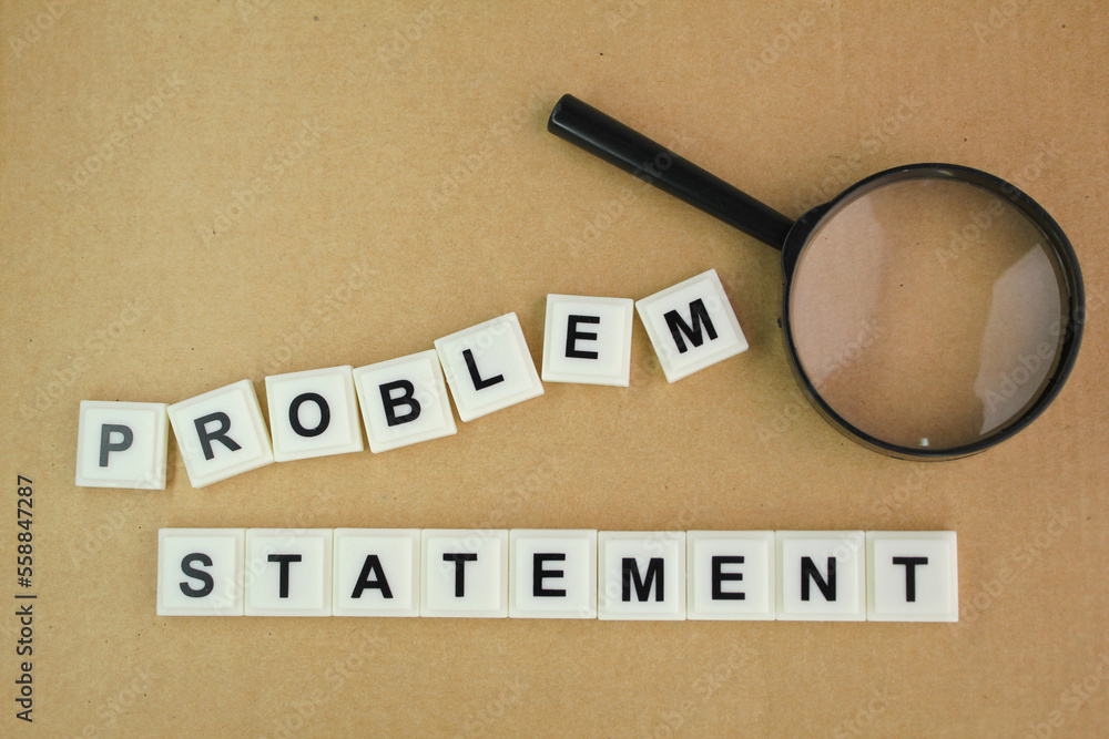 magnifying glass and glasses with problem statement words. problem ...
