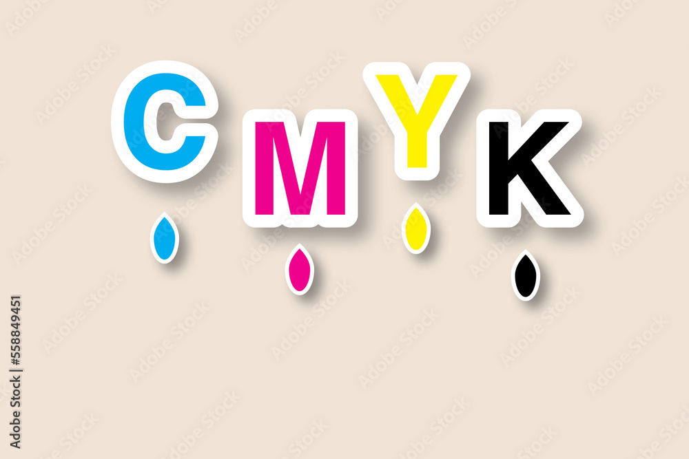 CMYK typography banner on pastel background. Concept for presenting ...