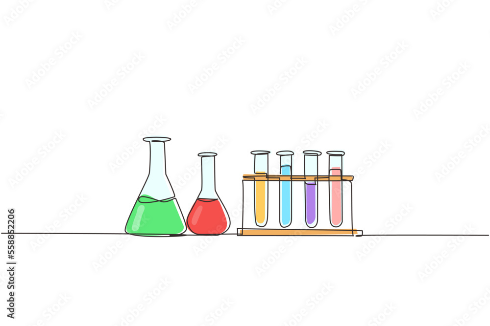 Single one line drawing chemical research laboratory equipment ...
