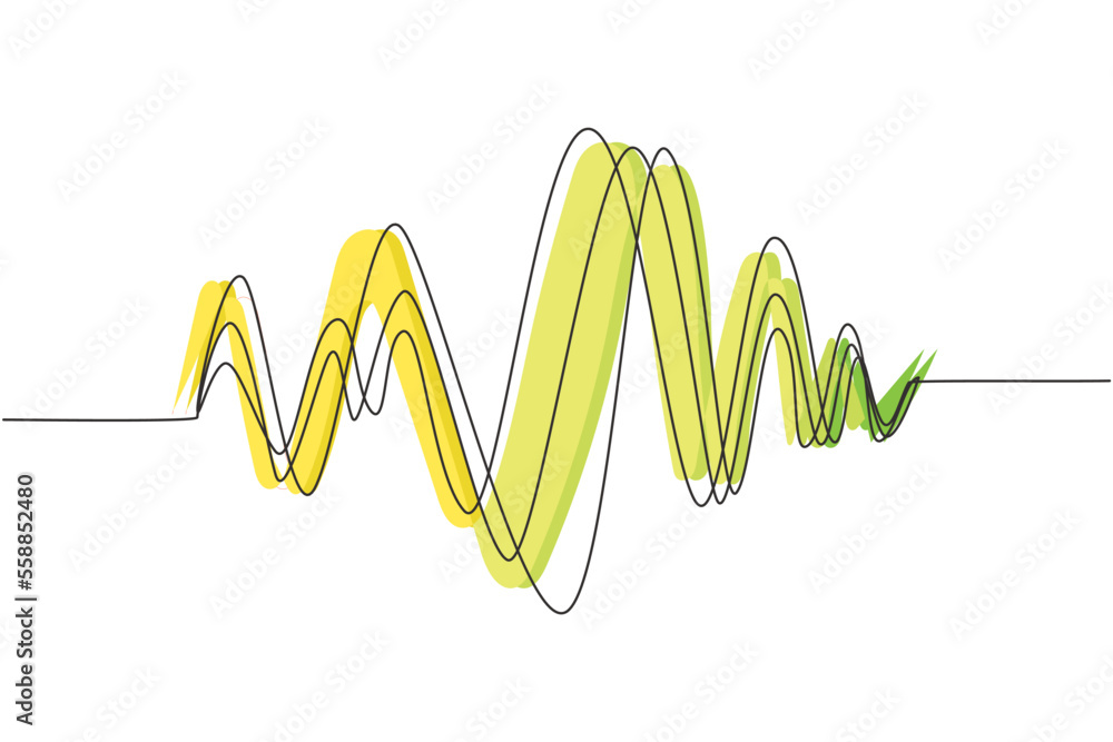 Continuous one line drawing sound waves. Audio Player. Audio equalizer ...