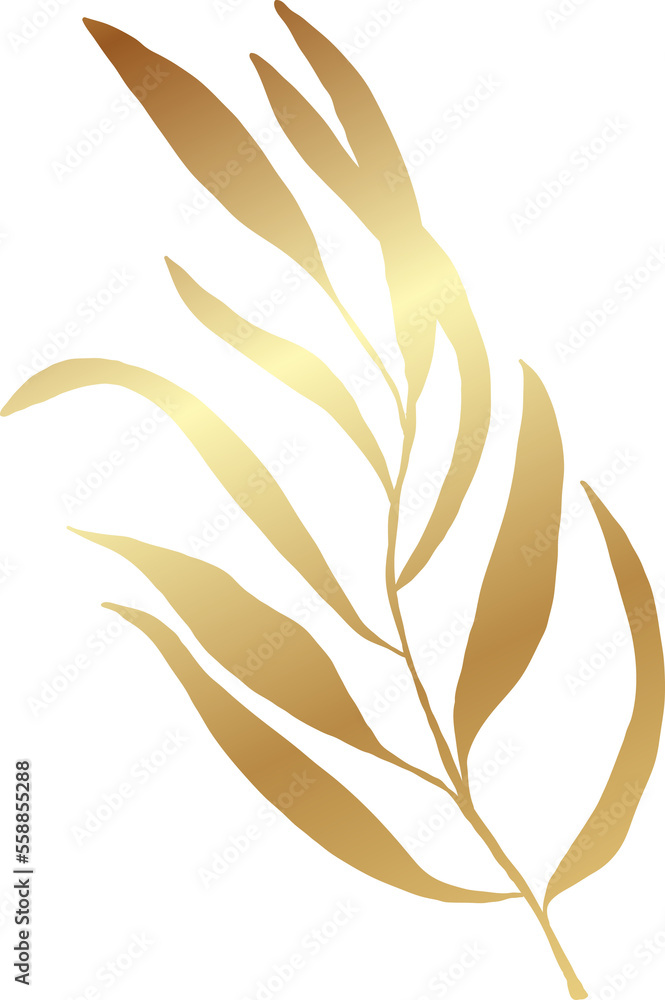 Gold leaf branch illustration Stock Illustration | Adobe Stock