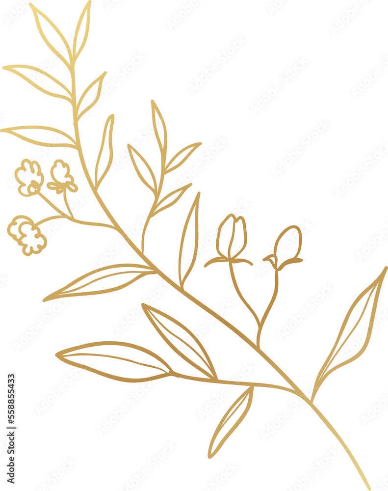 Gold leaf branch illustration Stock Illustration | Adobe Stock
