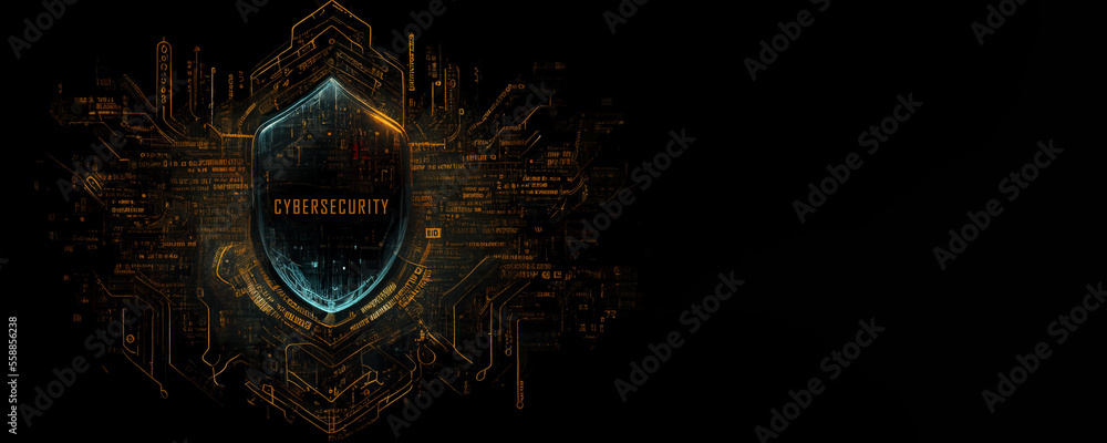 Cybersecurity black banner, Generative AI Stock Illustration | Adobe Stock