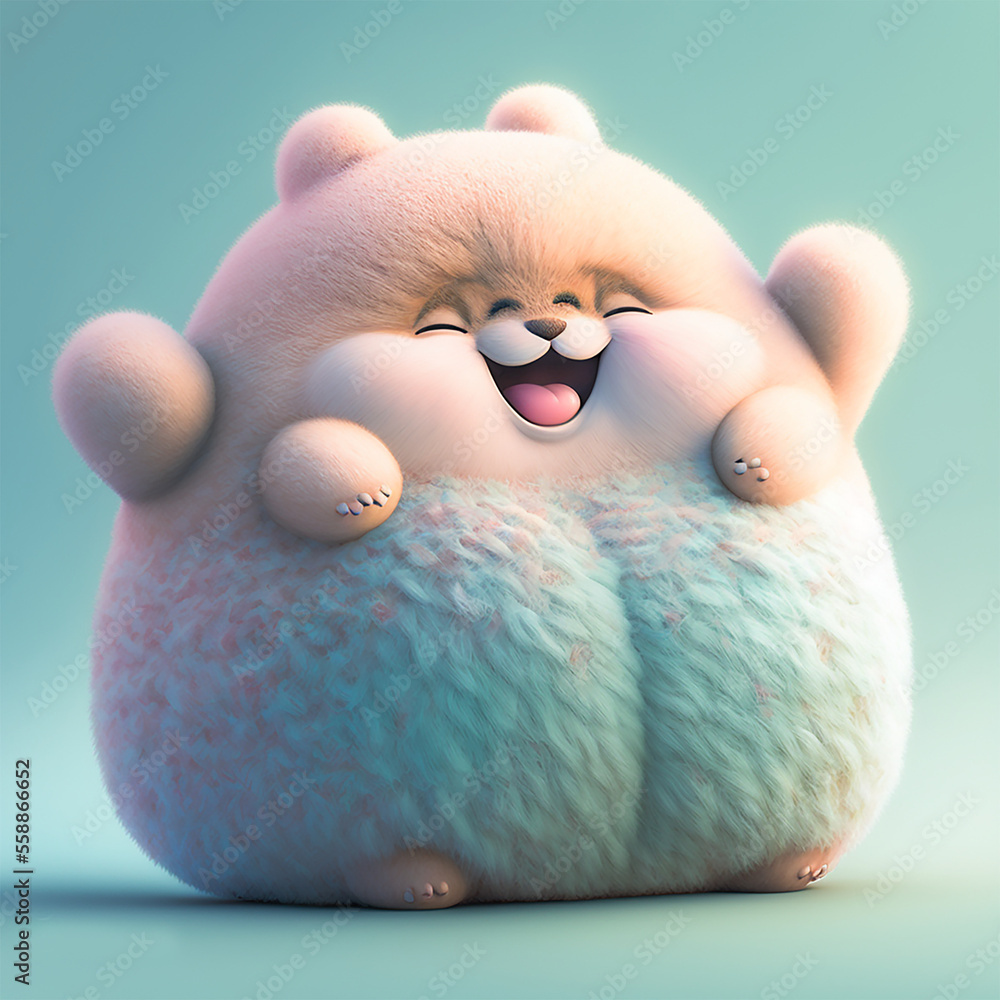 Cartoon character design, laughing chubby bunny. cute fluffy rabbit ...