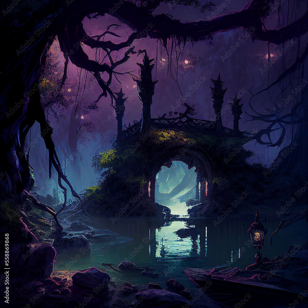 Underdark Caverns Landscape DND Roleplaying Purple Blue Tunnel ...