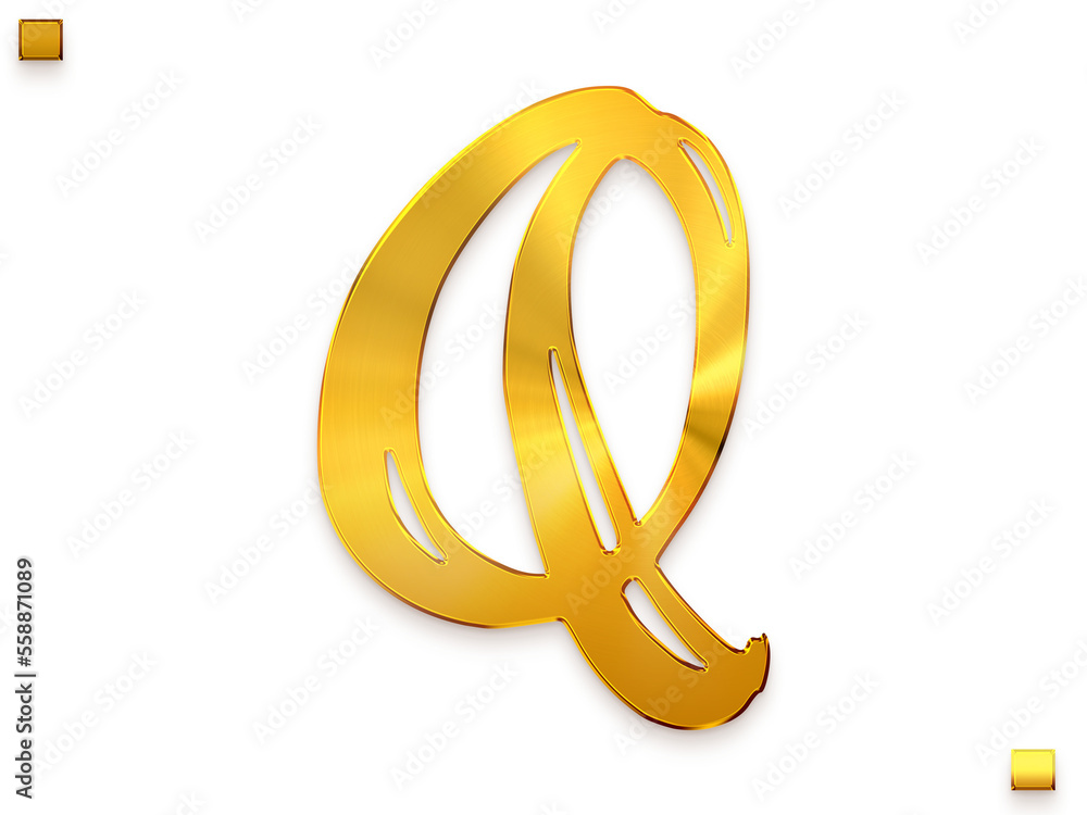 Letter Q Vintage Gold Color Royal Alphabetic Logo Transparant PNG Stock ...