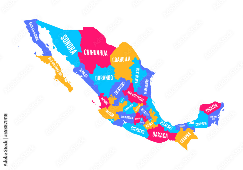 Poster Mexico Regions Map Vector Illustration – Wandbild | Europosters