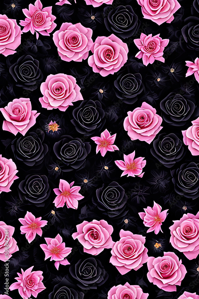 Ilustración/Textura de rosas, textura de flores, pintura decorativa ...
