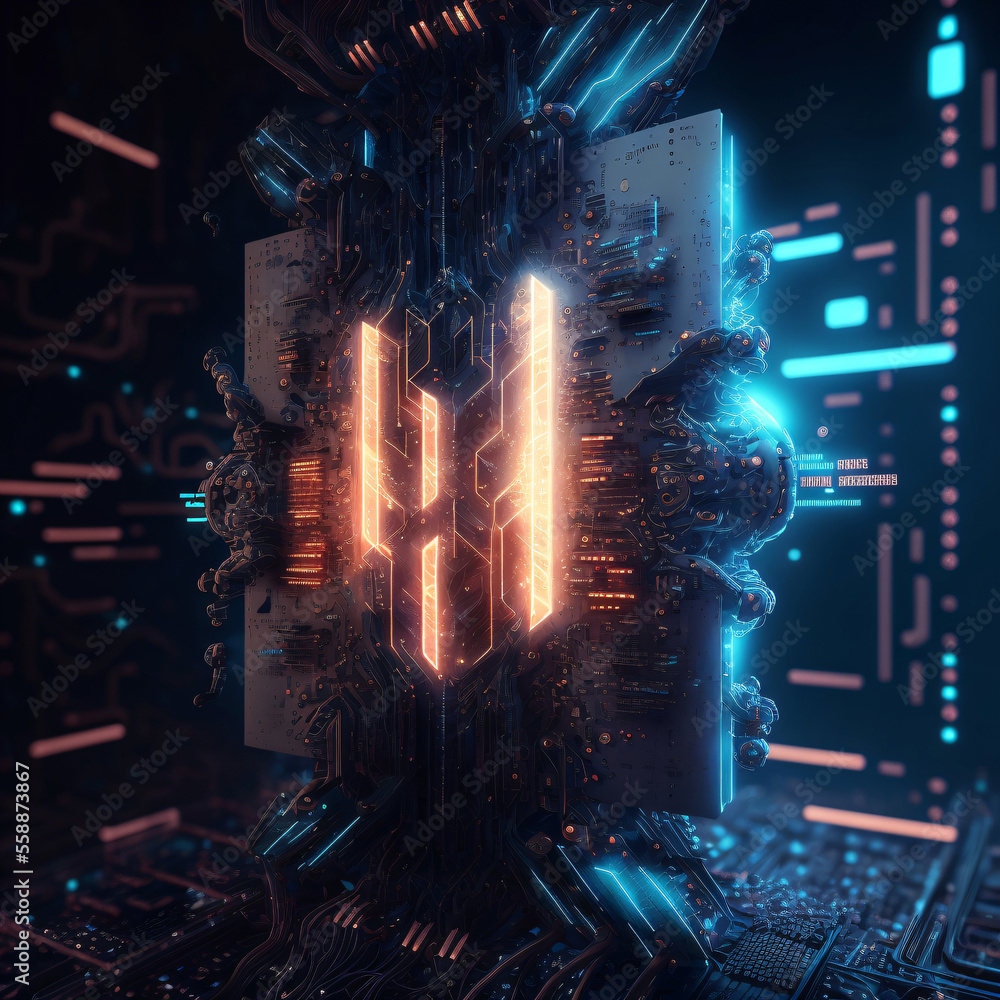 Quantum Computing Mainboard Cpu Artificial Intelligence Concept With Computer Circuits