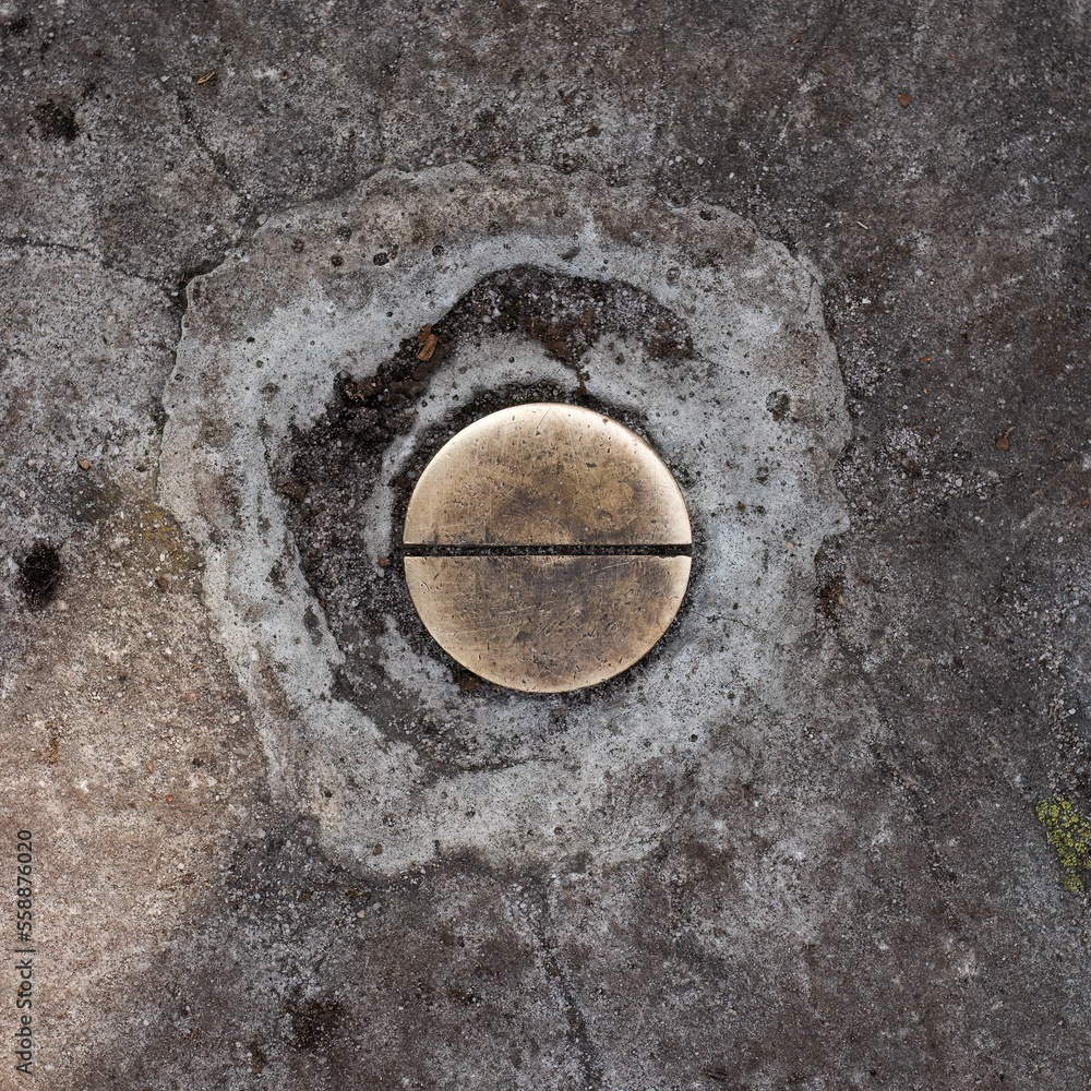 Geodetic benchmark. Geodetic point very permanently attached. It has ...