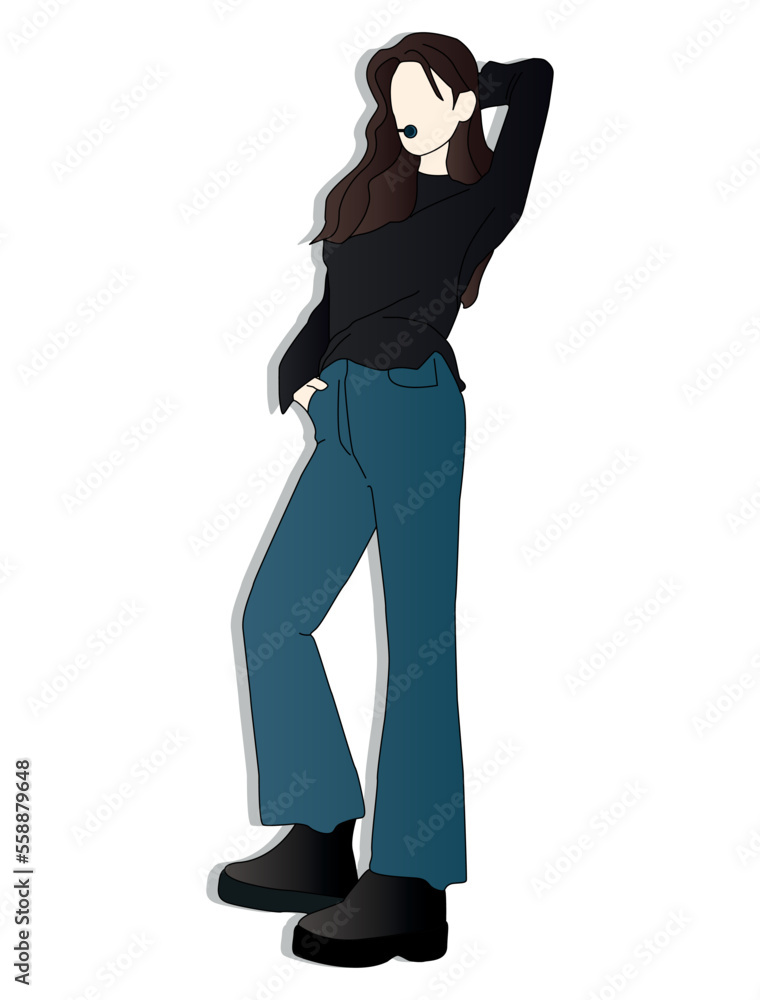 beautiful kpop idol image with elegant pose, editable colorful vector ...