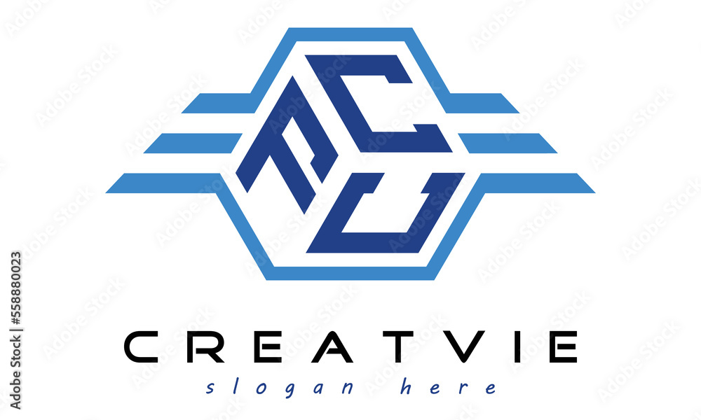 FCC three-letter geometric shape logo design vector template, isolated ...