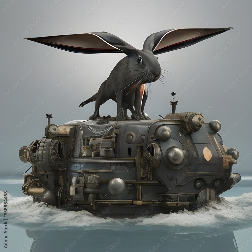 The black water rabbit is the symbol of 2023 in steampunk style. Happy ...