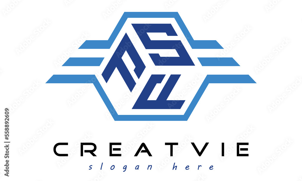 FSF three-letter geometric shape logo design vector template, isolated ...