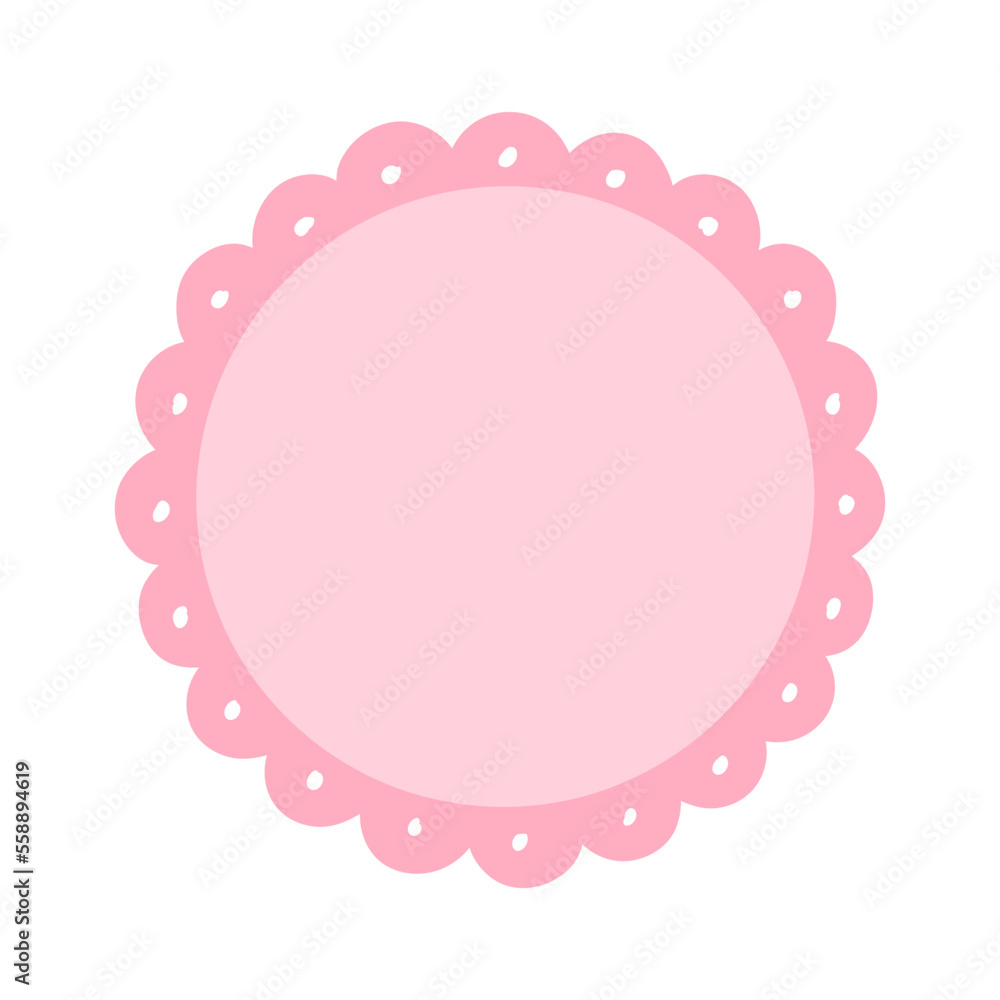 Scalloped Edge Circle Frame Badge Vector. Simple label sticker template ...