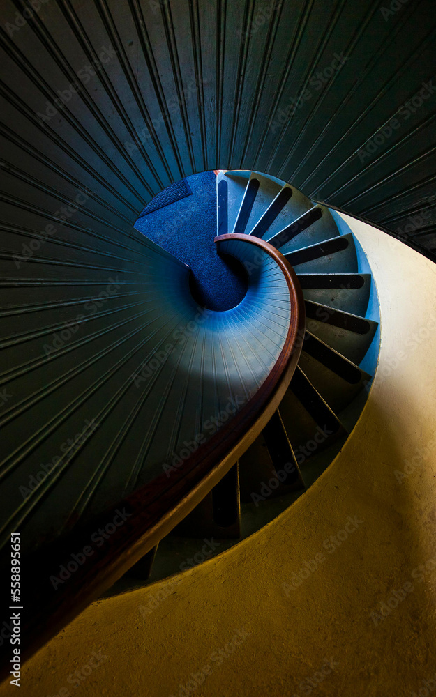 Photo & Art Print high angle photography of blue spiral staircase blue ...