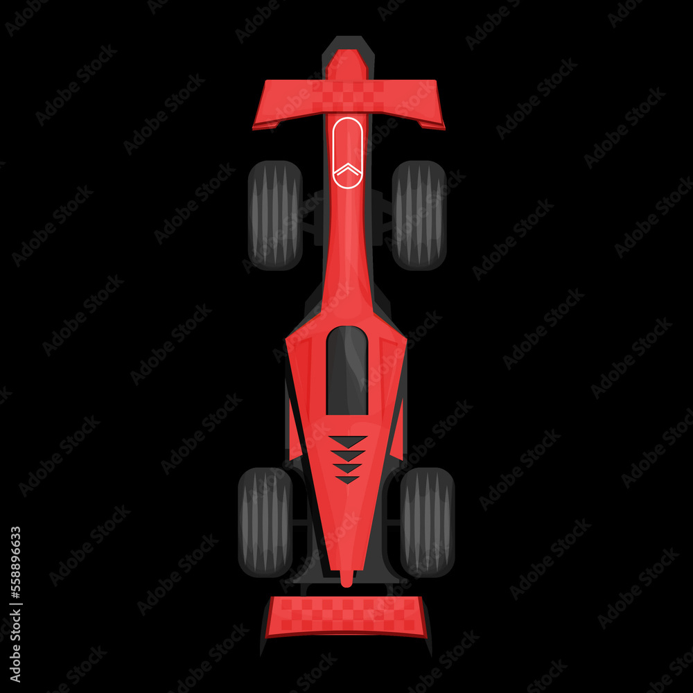 Race car top view in cartoon style transport with shadows and light ...