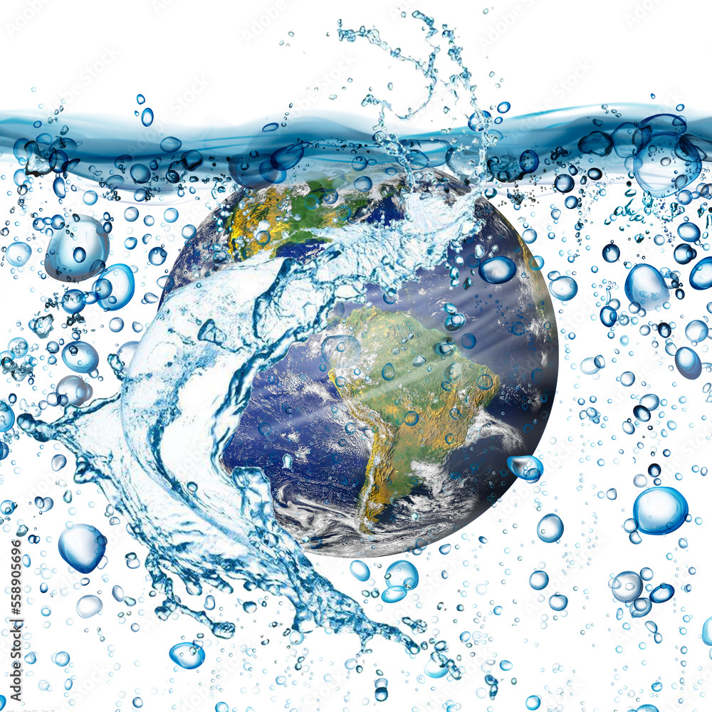 Water scarcity concept on earth isolated on white background. Lack of ...