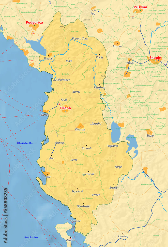 Albanien Karte Mit Stadten
