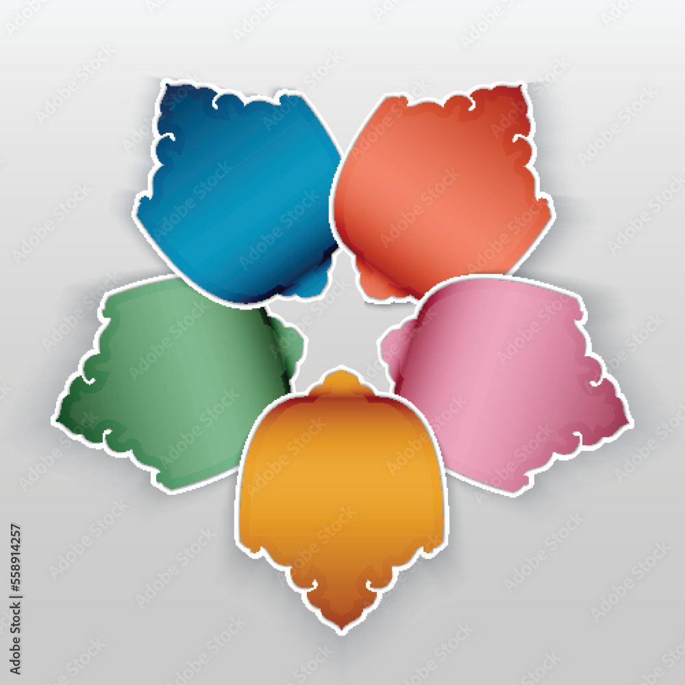 Circle colorful infographic shape with 5 items; decorative infographic ...