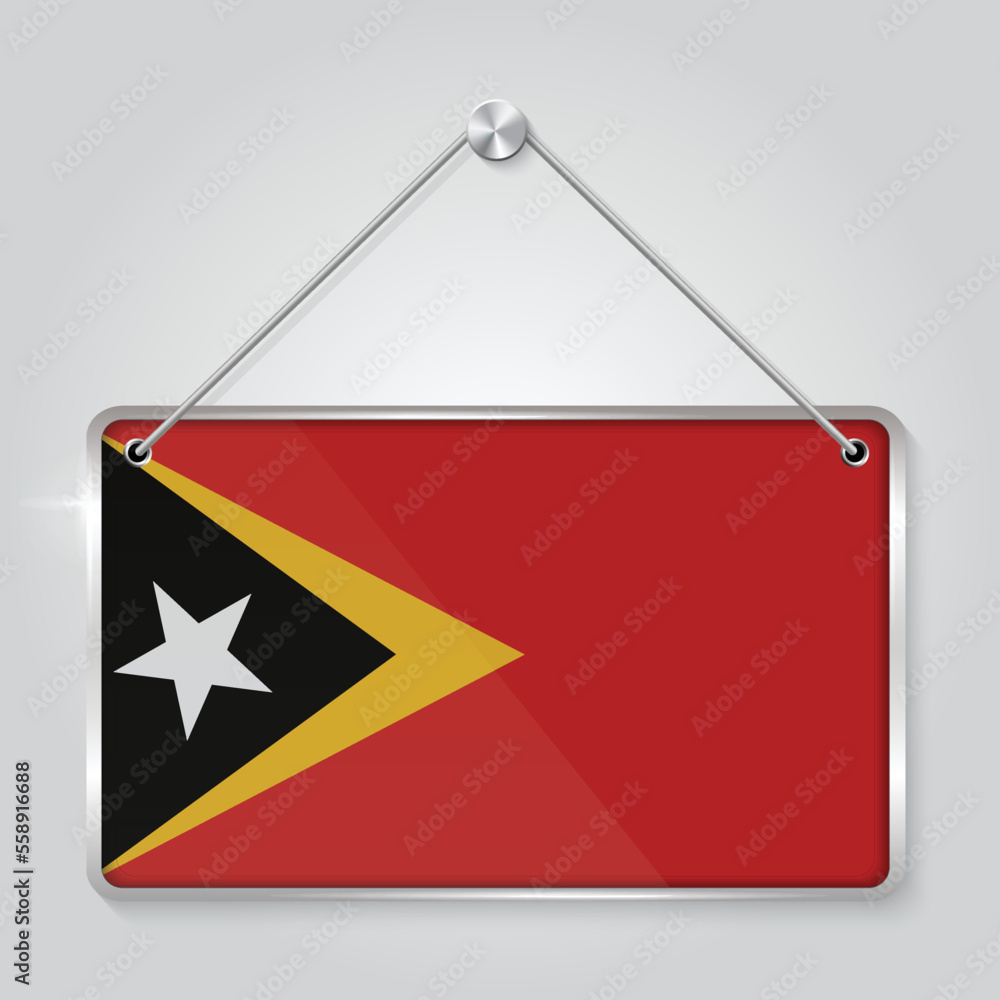 Flag of East Timor. The symbol of the state in the pennant hanging on ...