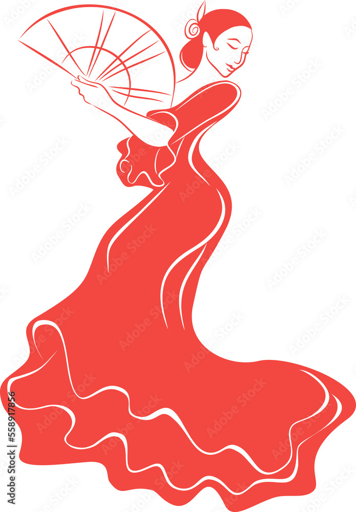 Flamenco dancer. Woman dancing flamenco in Spanish traditional dress ...