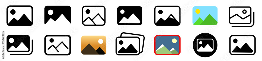 Gallery icon set. Image gallery. Picture symbol .Photo signs ...