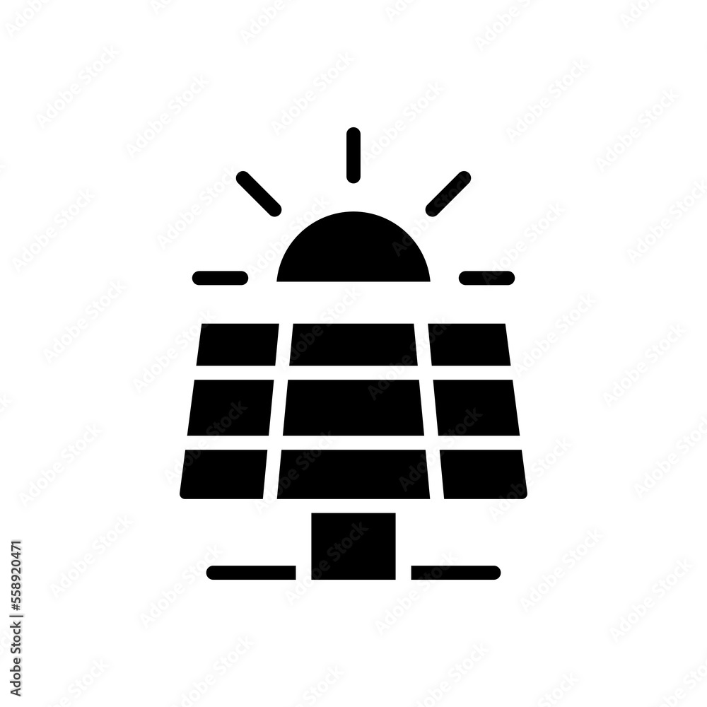 Solar panel black glyph icon. Photovoltaic. Alternative energy. Power ...