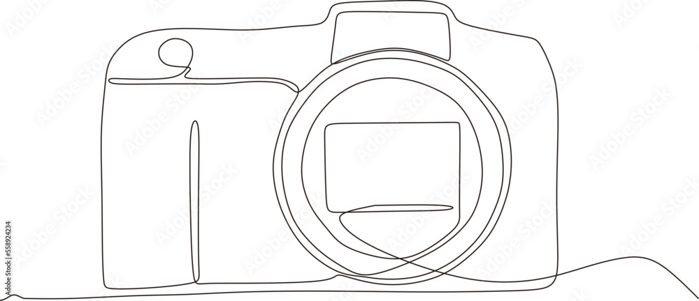 Continuous line art or one line drawing of camera in linear style and ...