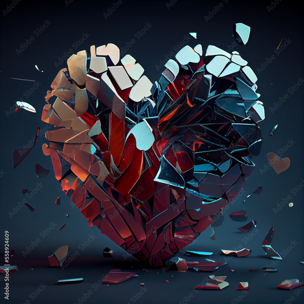 Shattered heart ai art Stock Illustration | Adobe Stock