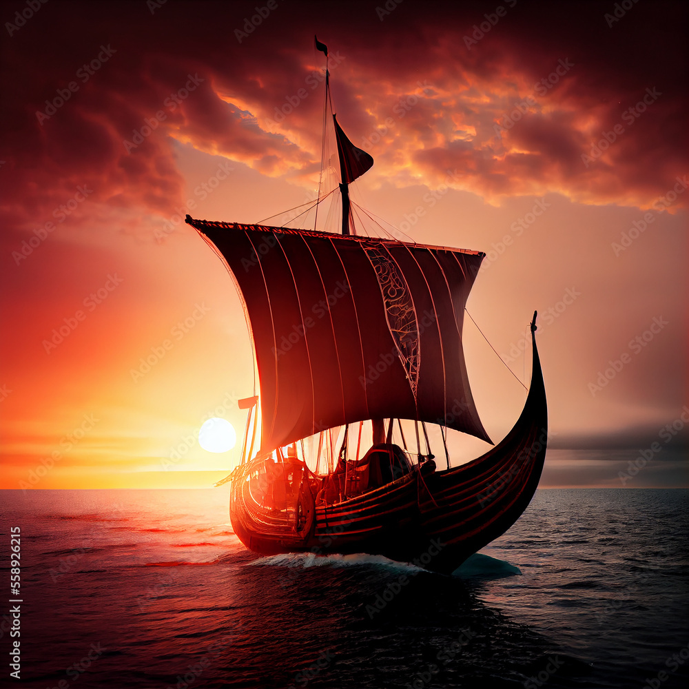 viking ship ai art Stock Illustration | Adobe Stock