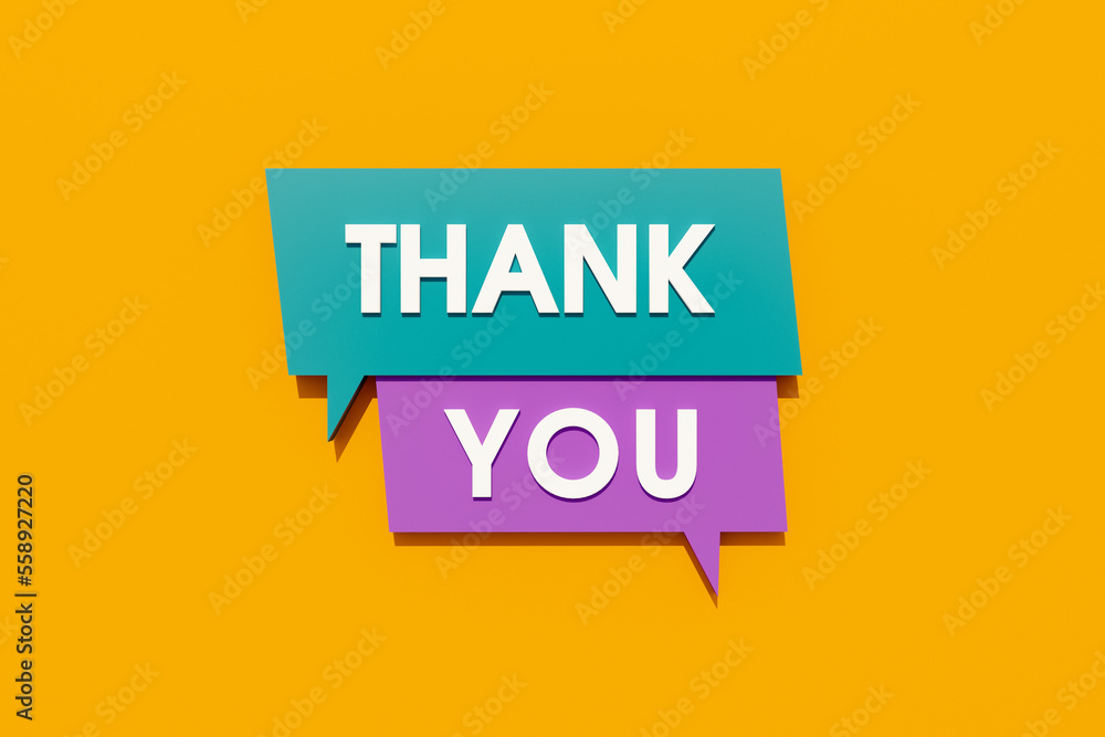 Thank you - Colored banner, sign. Speech bubble and background in ...