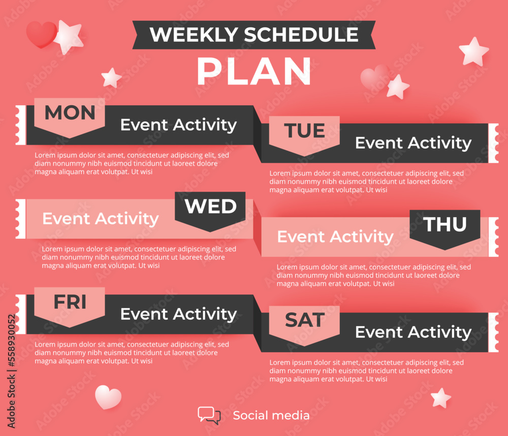 Weekly schedule plan flyer poster template. Stock Vector | Adobe Stock