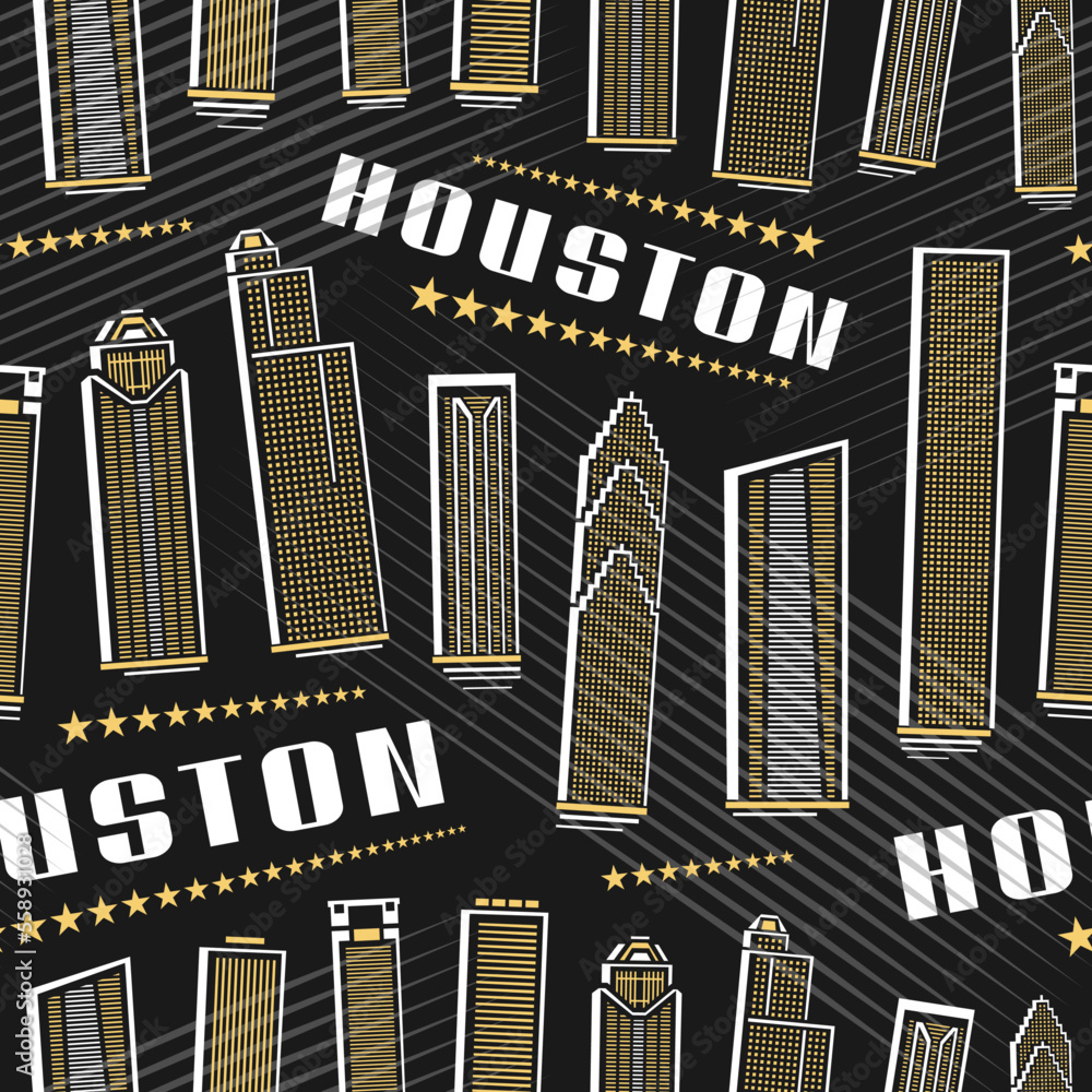 Vector Houston Seamless Pattern, square repeat background with ...