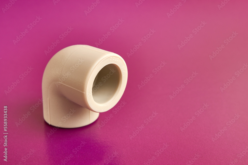 The connection angle of the thermoplastic pipe at an angle of 90 ...