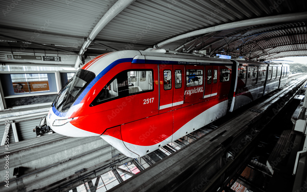 Kuala Lumpur, Malaysia - August 21, 2022: The Monorail train at the ...