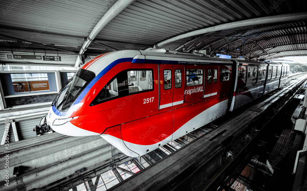 Kuala Lumpur, Malaysia - August 21, 2022: The Monorail train at the ...
