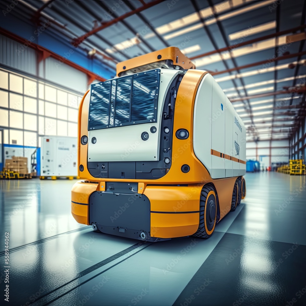 Computer generated 3d render of an automated guided vehicle (AGVs) in ...