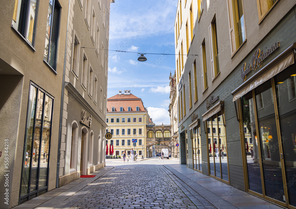 Dresden, Germany - June 28, 2022: Street view from the Sporengasse to ...