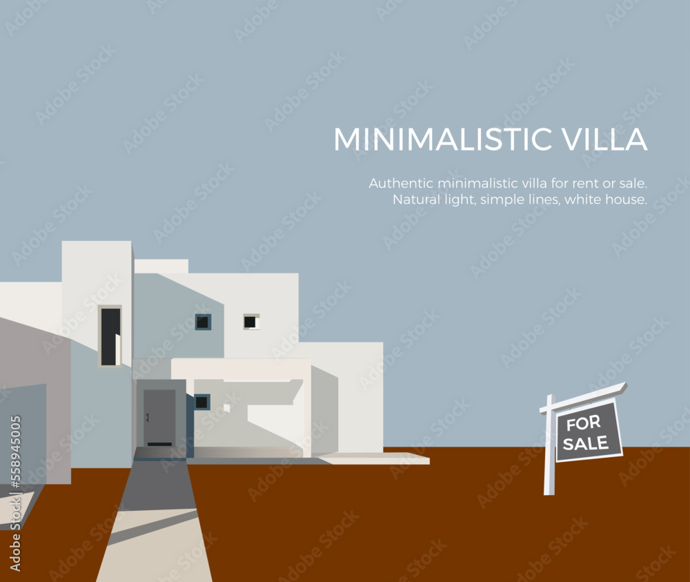 Minimalist architectural vector background. Contemporary modern villa ...